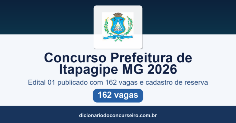 Concurso Prefeitura de Itapagipe MG 2026: edital 01 publicado com 162 ...